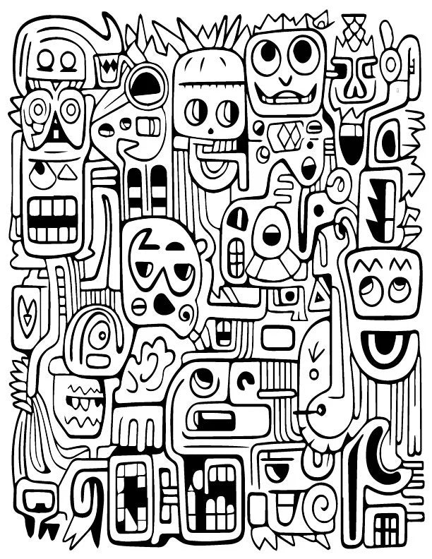 Monster Doodles Coloring Pages | 50 Printable Coloring Pages | Relaxin